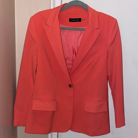 Ivanka Trump | Jackets & Coats | Ivanka Trump Coral Blazer With Gold ...